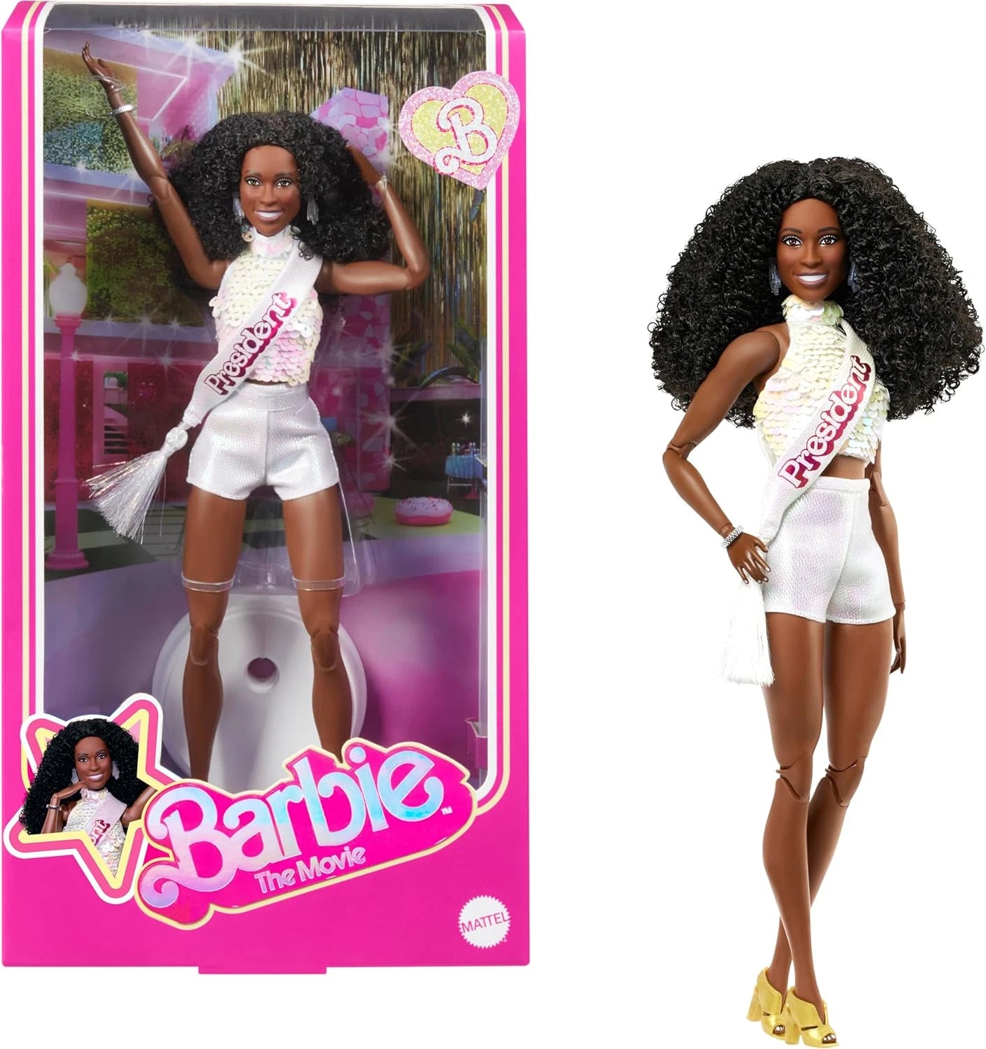 Barbie The Movie Issa Rae as President Collectible Doll with Elegant P ...